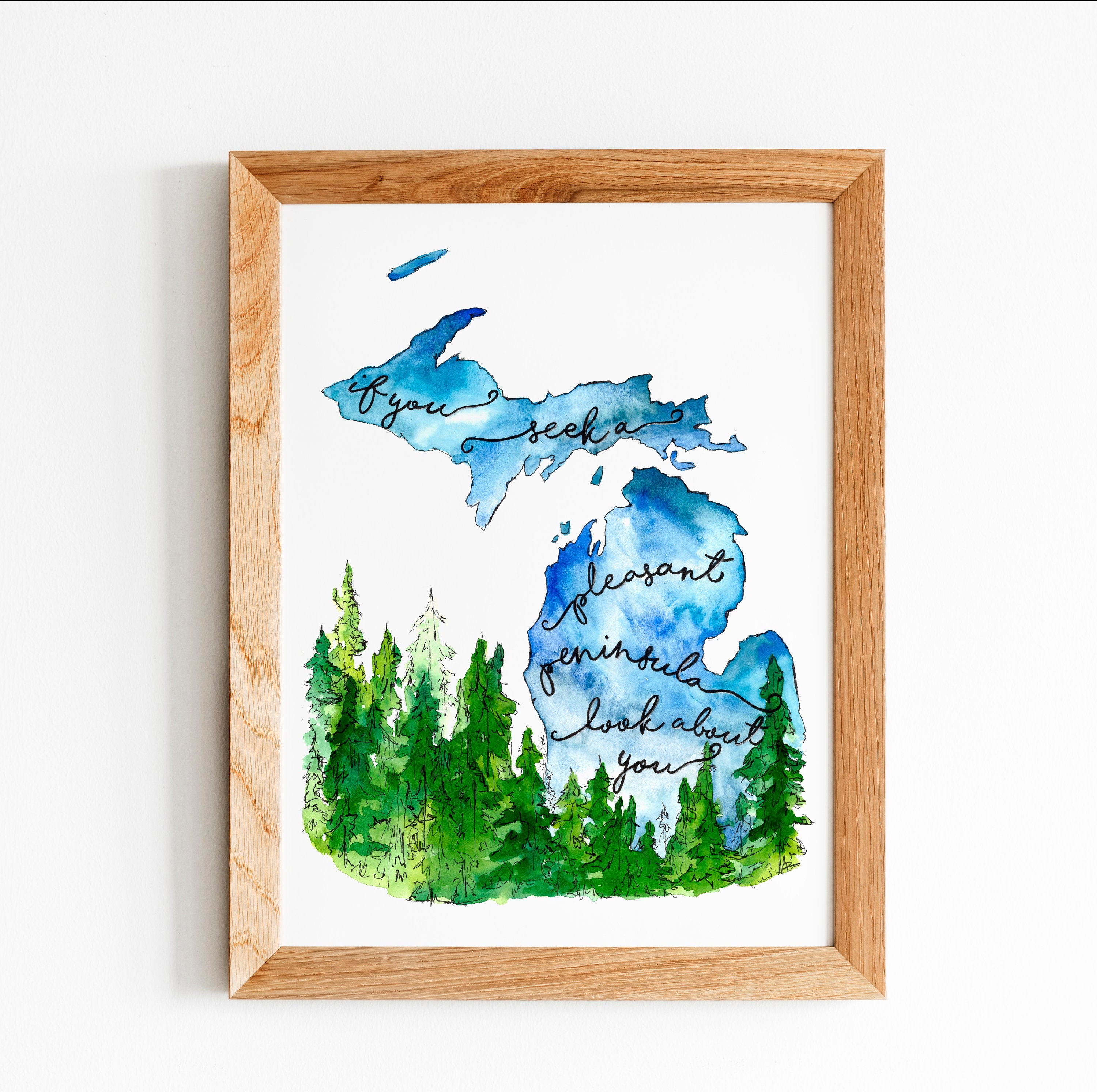 Michigan Watercolor Art Print: State Slogan Giclée - Etsy