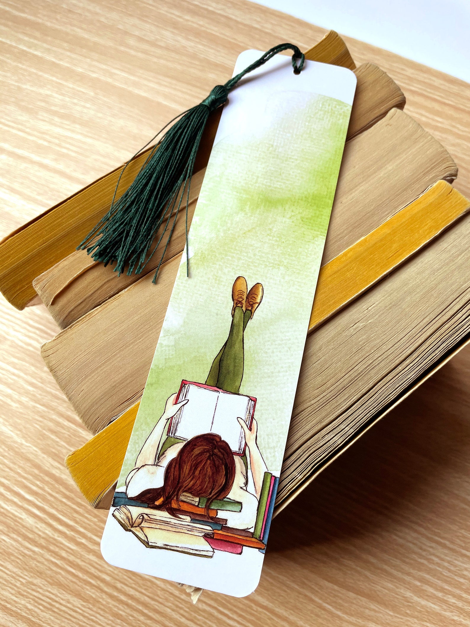 Girl Reading Watercolor Bookmark Original Watercolor Artwork - Etsy