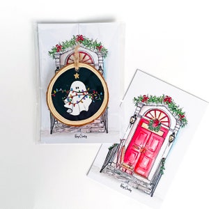 Christmas Tree Ghost Hand Painted Wood Slice Ornament - Etsy