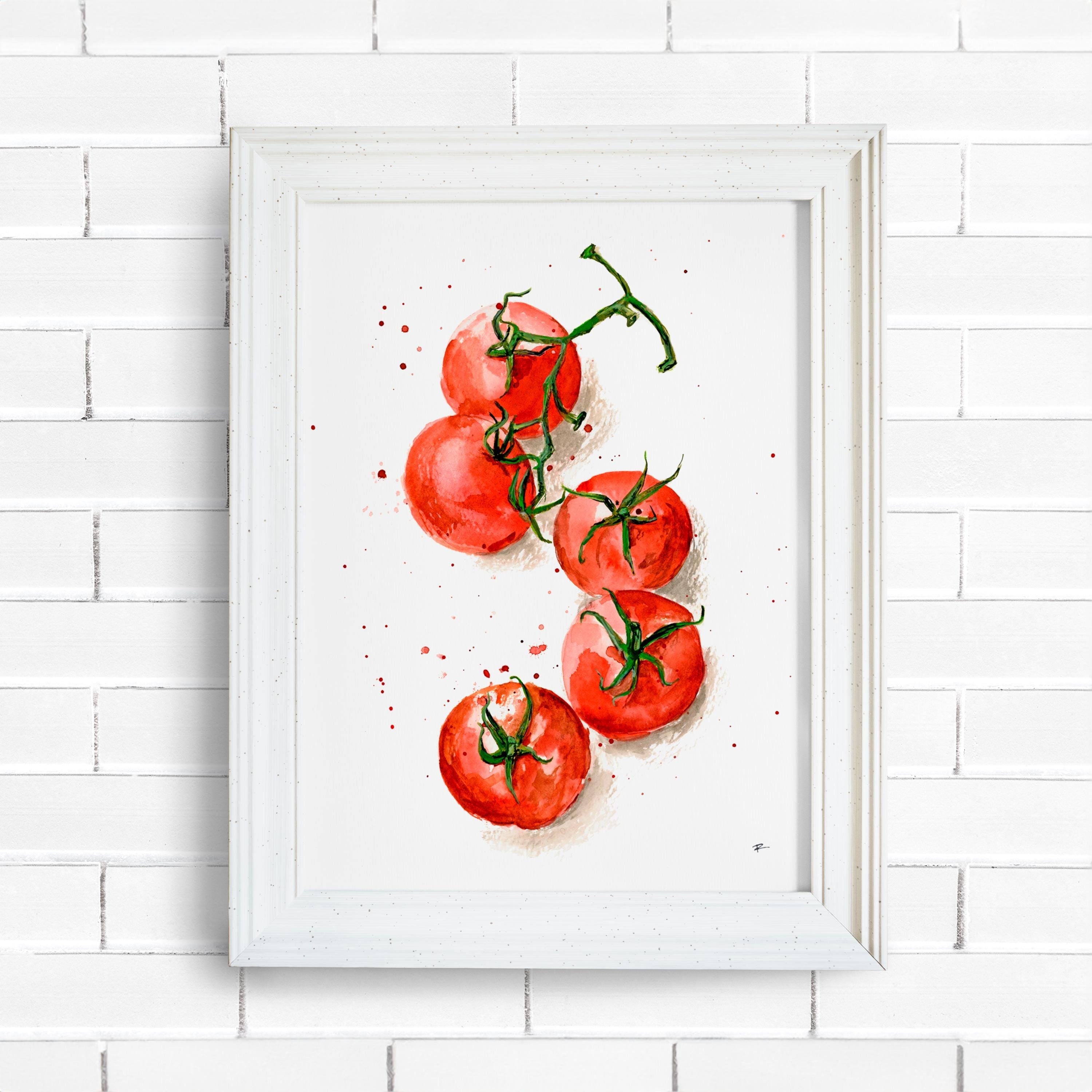 Abstract Tomato Watercolor Print | Tomatoes Illustration, Kitchen ...