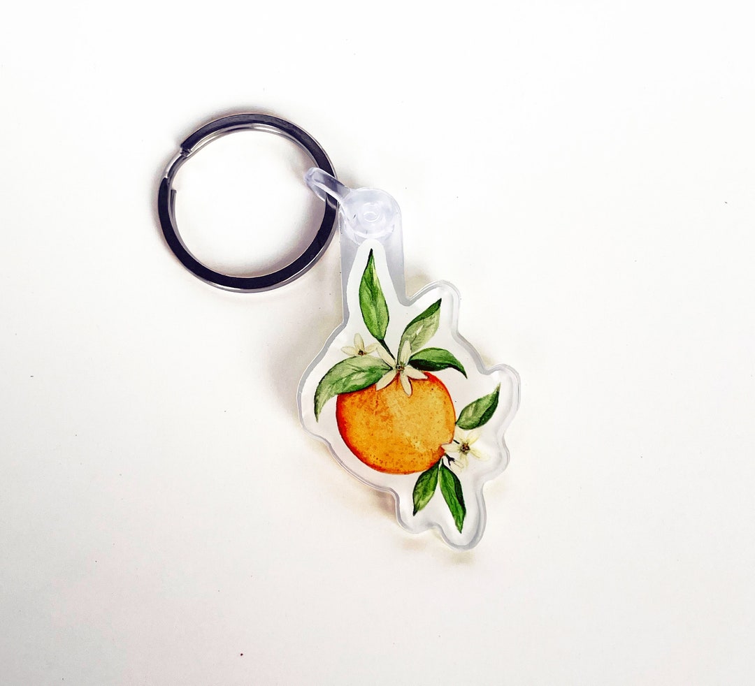 Orange Blossom Keychain | Die Cut Keychain, Watercolor Acrylic Keychain ...
