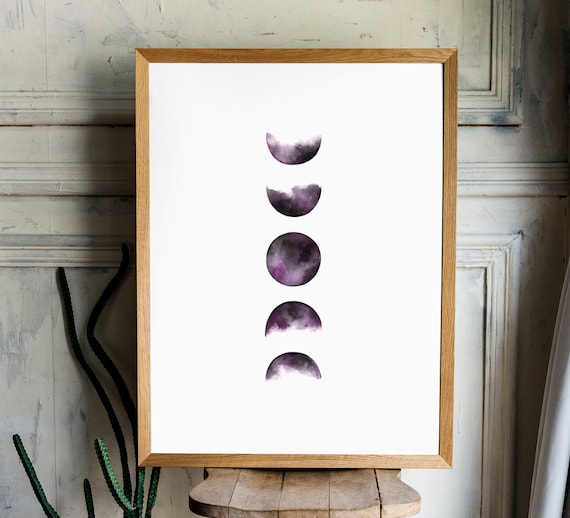 Purple Moon Phases of the Moon Art Print Witchy Artwork - Etsy