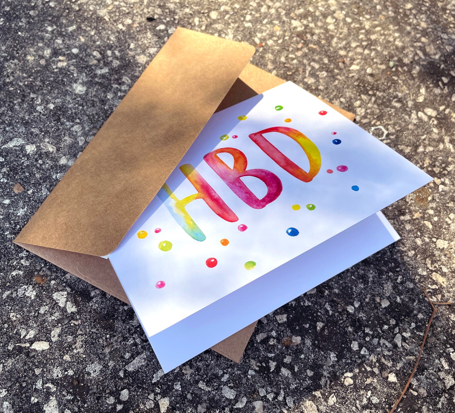 HBD Card Happy Birthday Card Blank folded card hand | Etsy