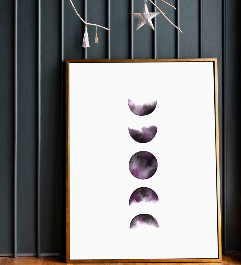 Purple Moon Phases of the Moon Art Print Witchy Artwork - Etsy Israel