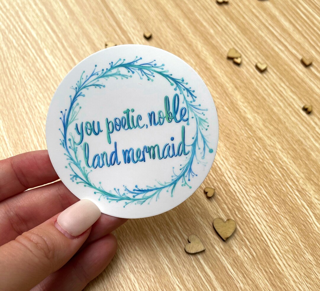 Poetic Noble Land Mermaid Watercolor Sticker | 3" Round Sticker ...