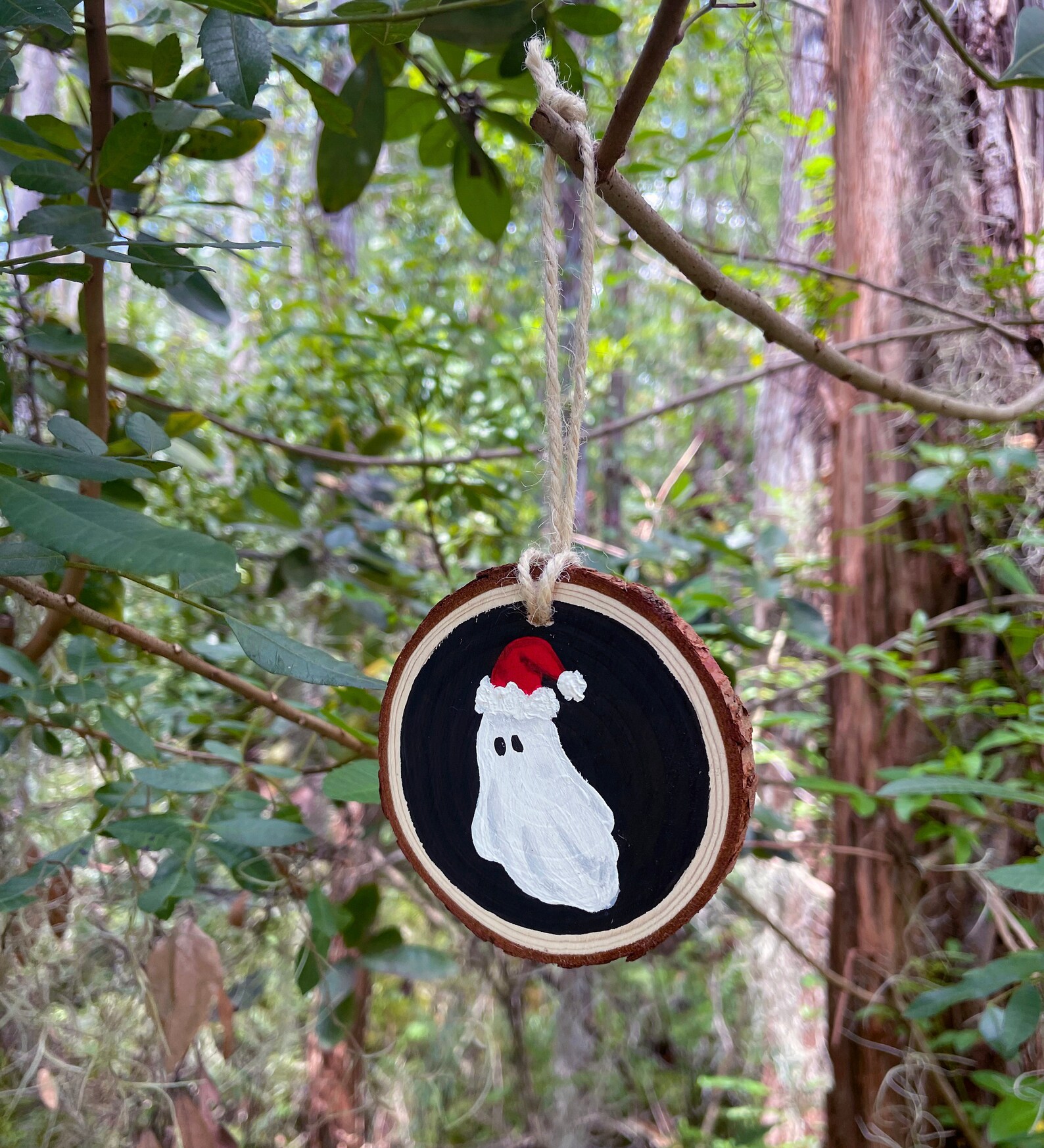 Christmas Ghost Hand Painted Wood Slice Ornament 2022 - Etsy