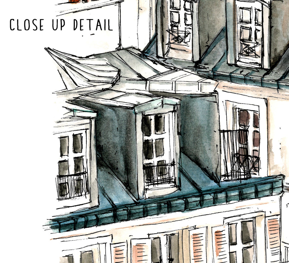 Paris Rooftops Watercolor Print Travel Artwork Paris | Etsy