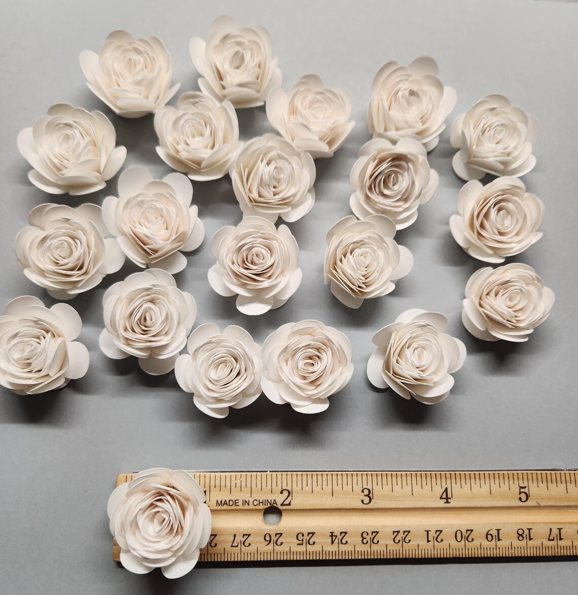 White Rolled Rose 3D Paper Flowers. You Get 30 Pieces of 1.00" Rolled ...