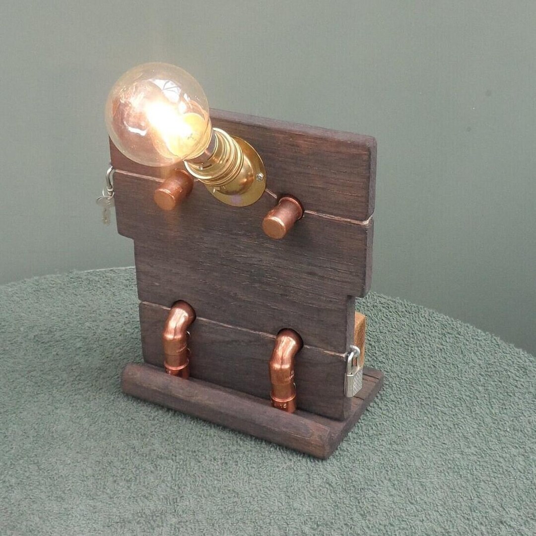 A Quirky and Unique Desk/table Lamp Featuring Rustic Copper Pipe Man in ...