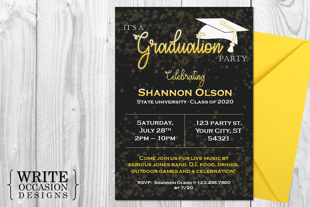 Graduation Invitation, Class of 2020, High School Grad, College Grad ...