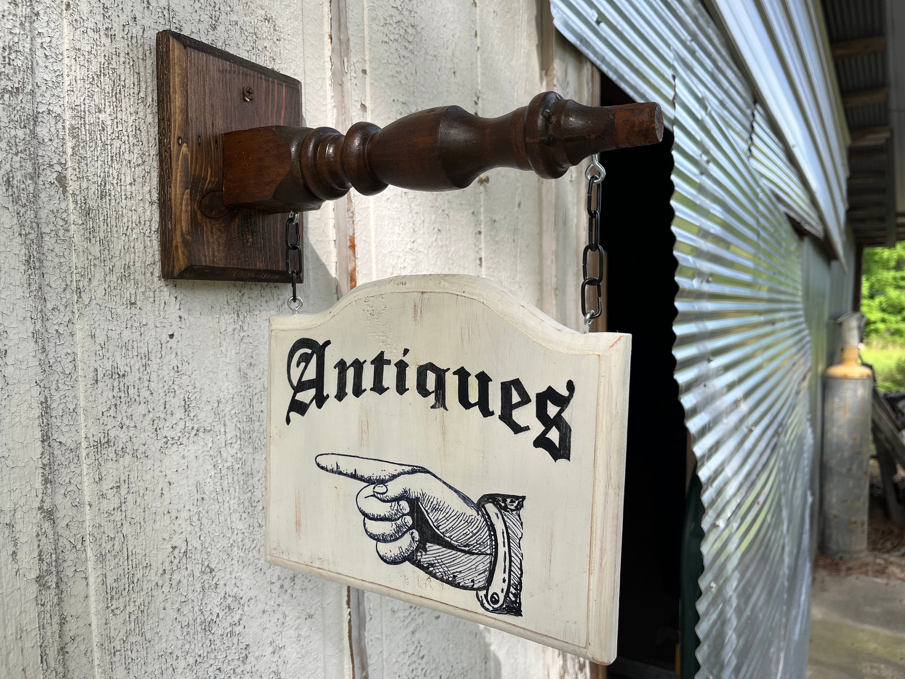 Hanging Vintage Repro Antiques Sign - Etsy