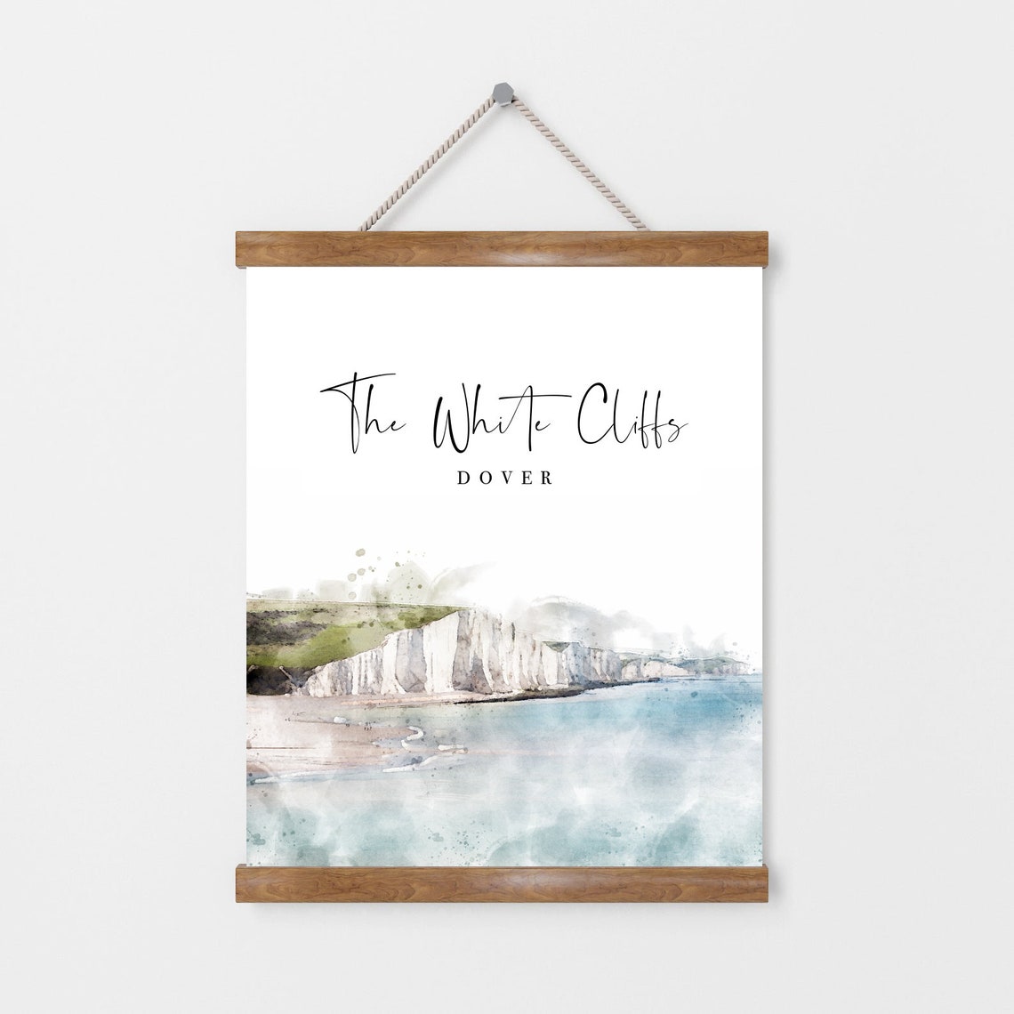 White Cliffs Dover Watercolour Painting Illustration Print, British ...