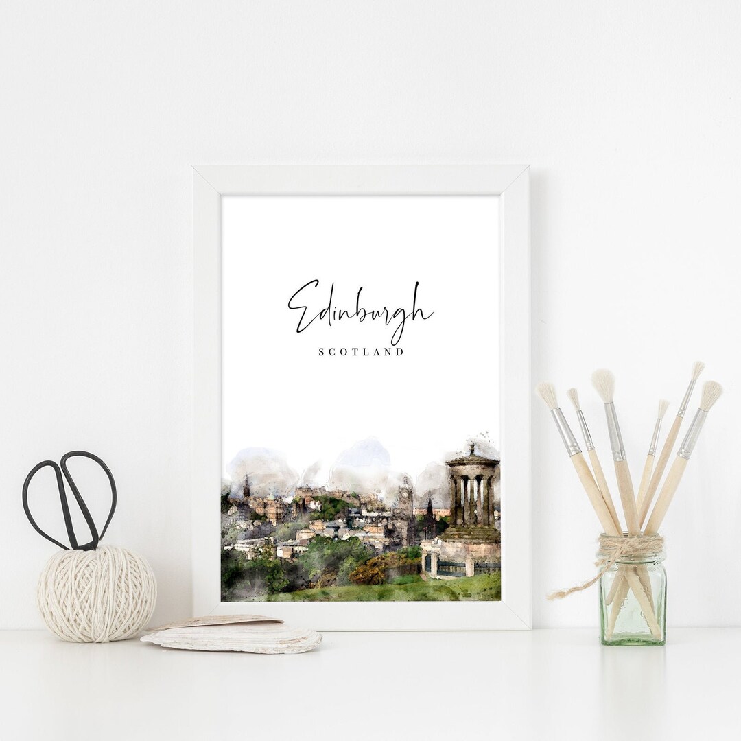 Edinburgh Castle Watercolour Painting Illustration Print, British ...