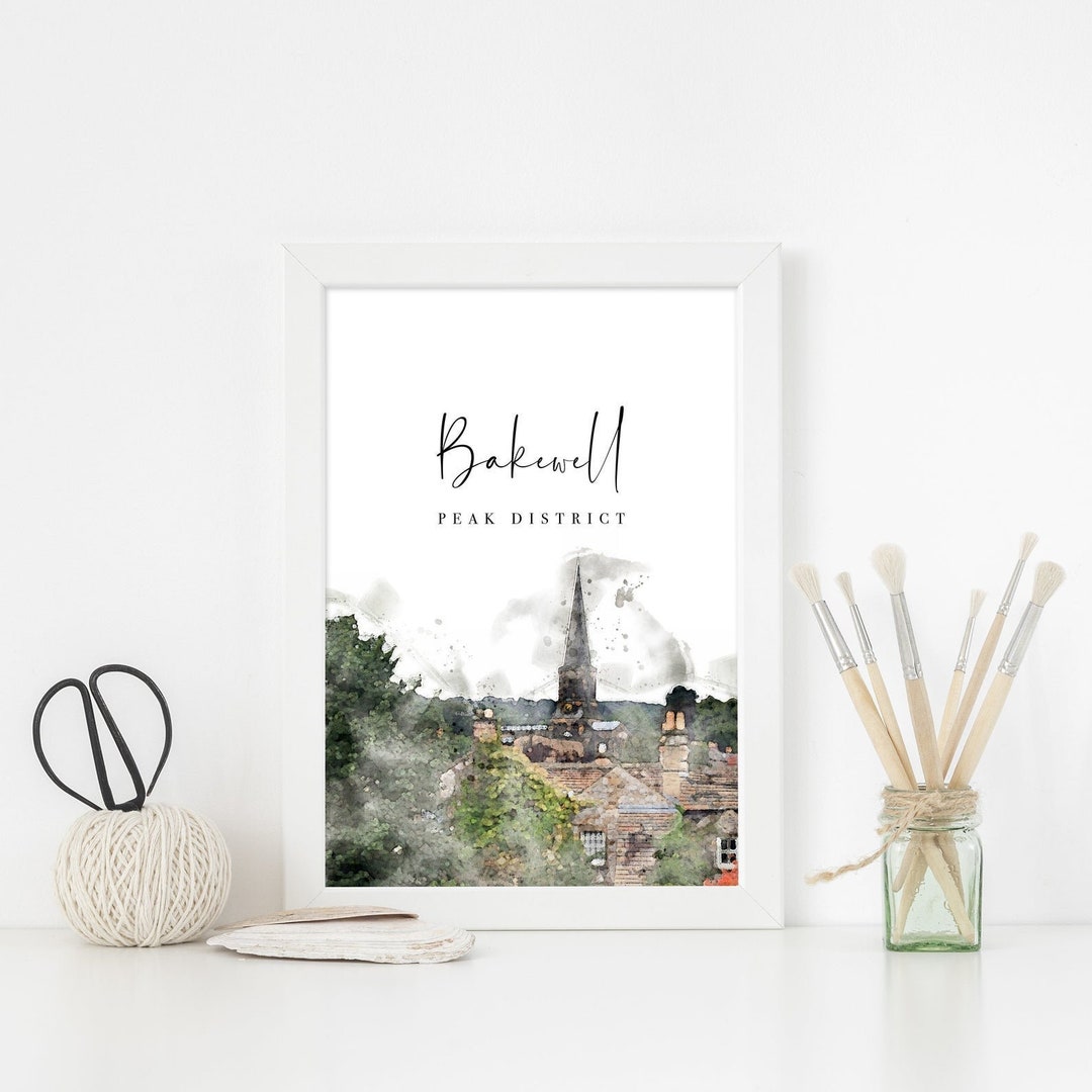Bakewell Watercolour Painting Illustration Print, British Countryside ...