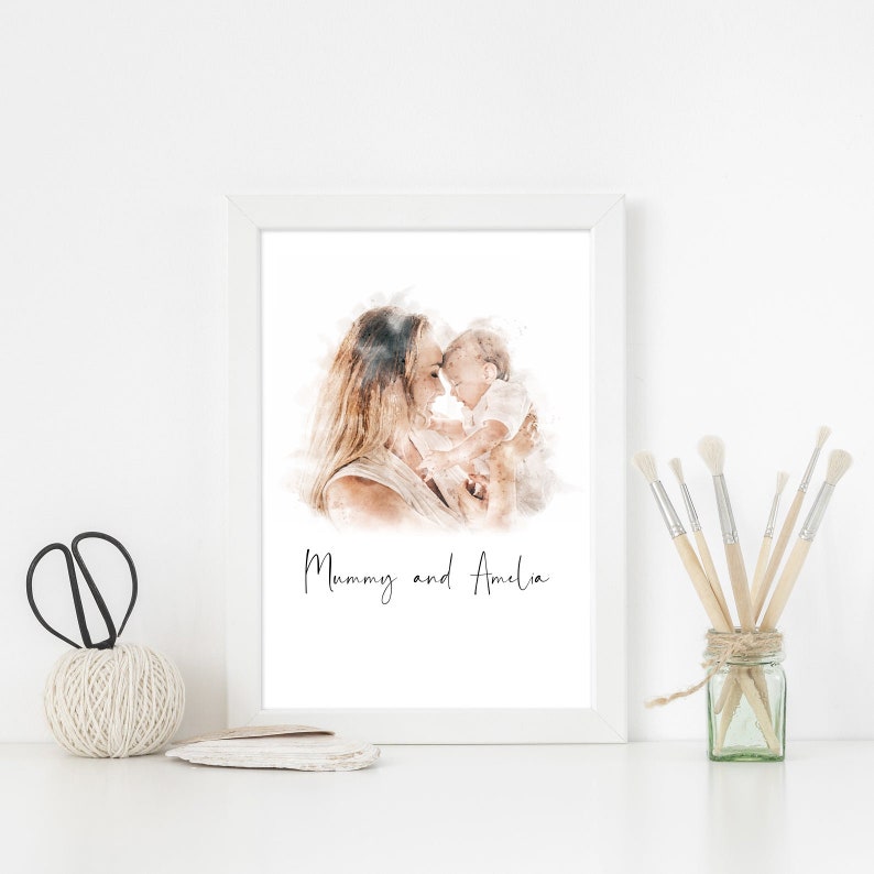 Personalised Mum Portrait Print / Custom Watercolour Painting | Etsy UK
