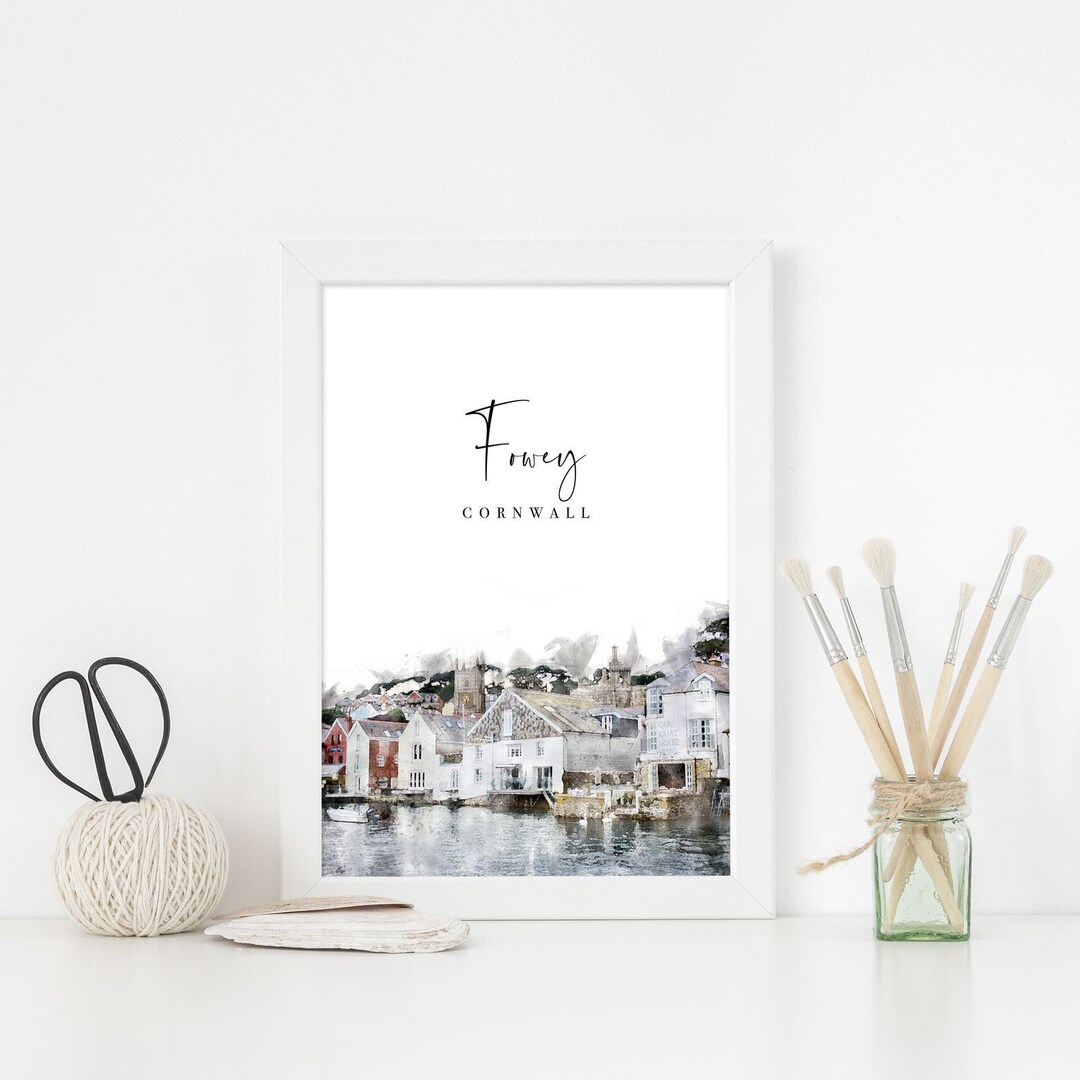 Fowey Watercolour Painting Illustration Print, British Coastal ...