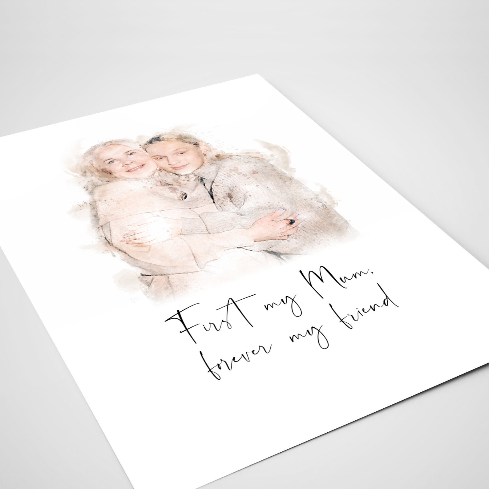 Personalised Mum Portrait Print / Custom Watercolour Painting ...