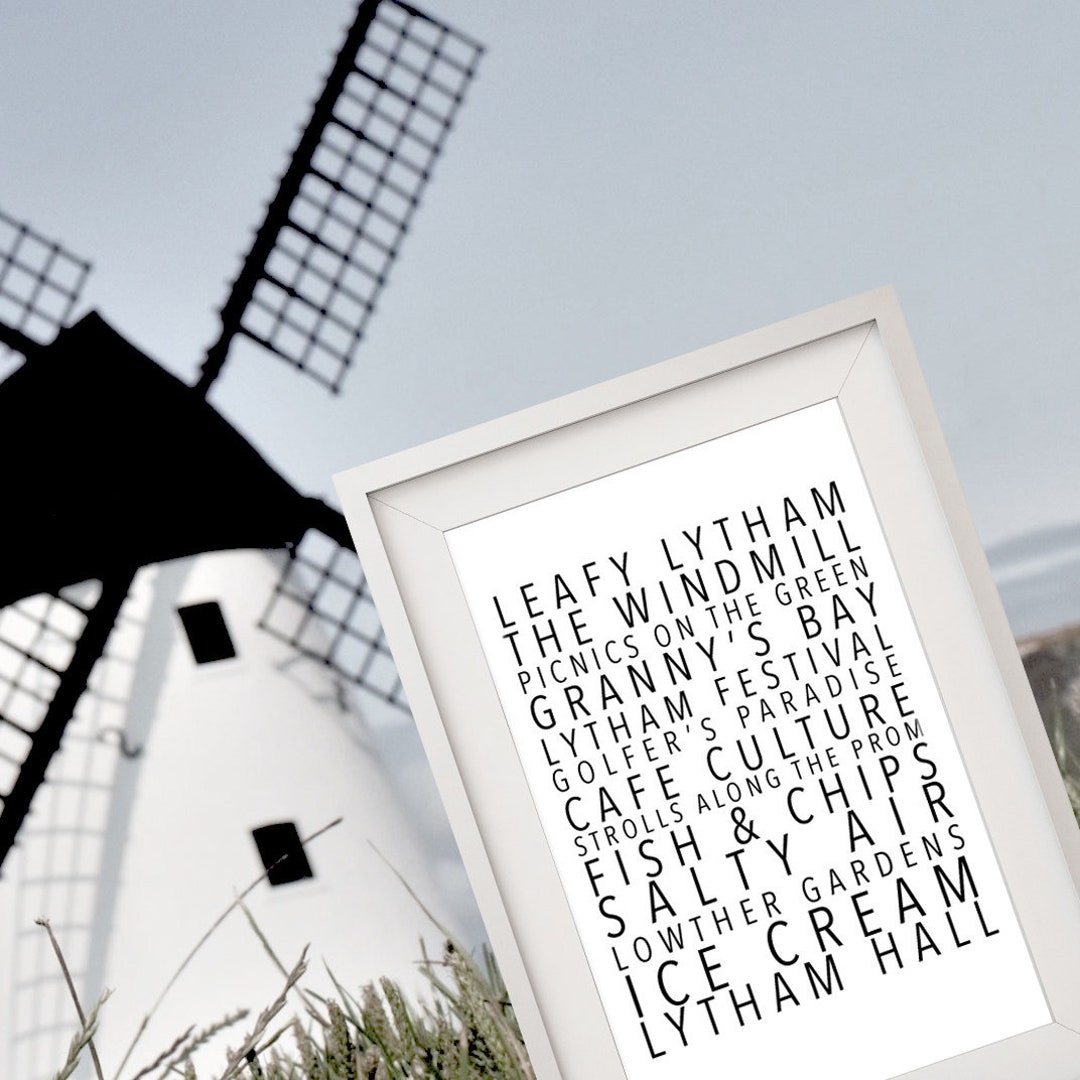 Lytham St. Annes Typographic Word Association and Landmarks Print ...