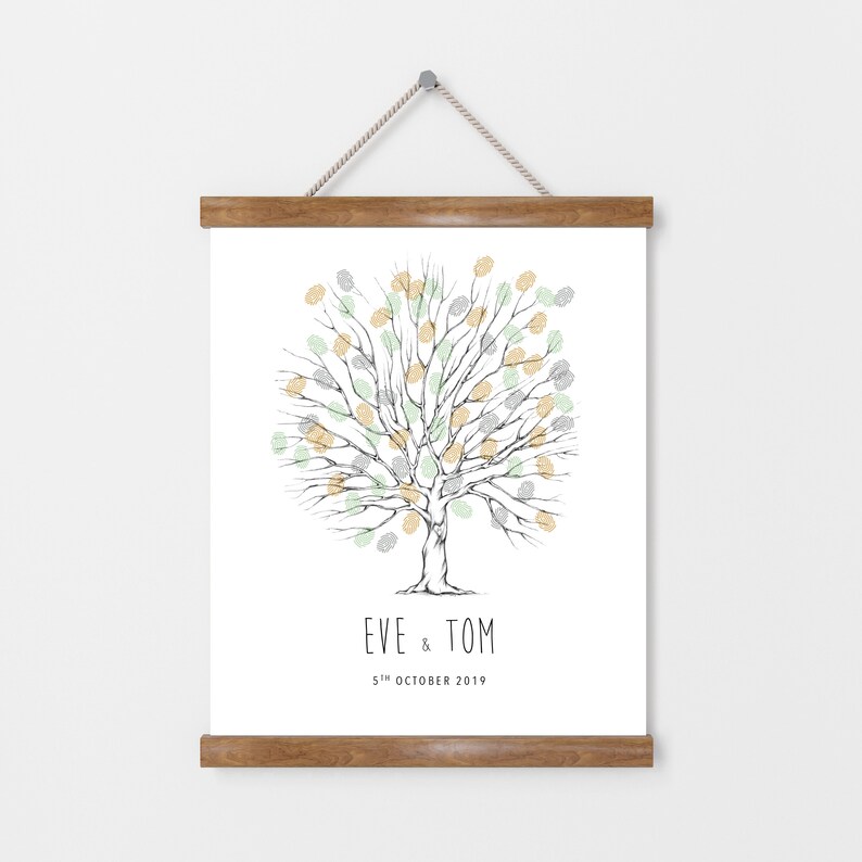 Personalised A3 Wedding Fingerprint / Thumbprint Tree - Etsy UK