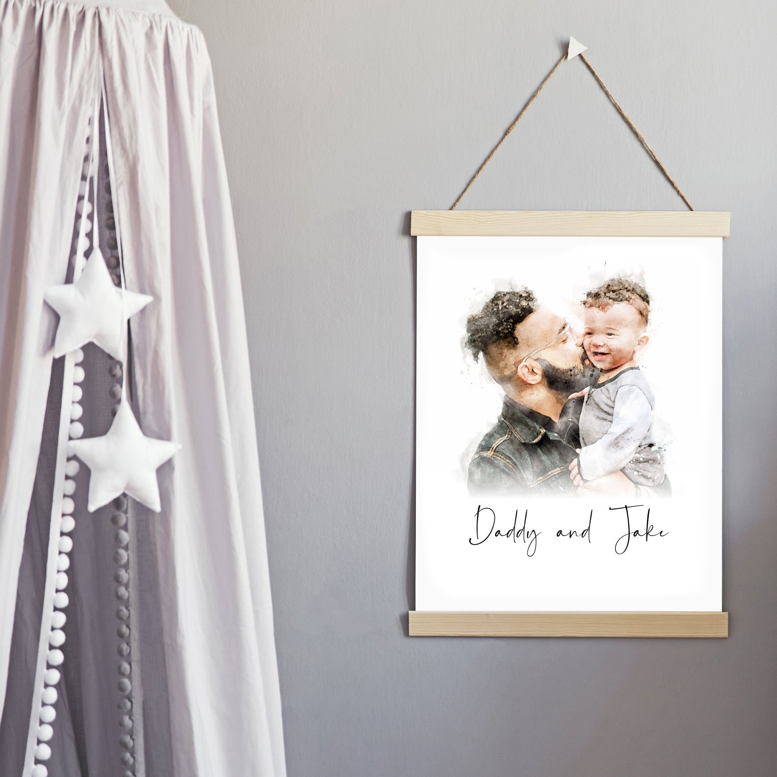 Personalised Dad Portrait Print / Custom Watercolour Painting - Etsy