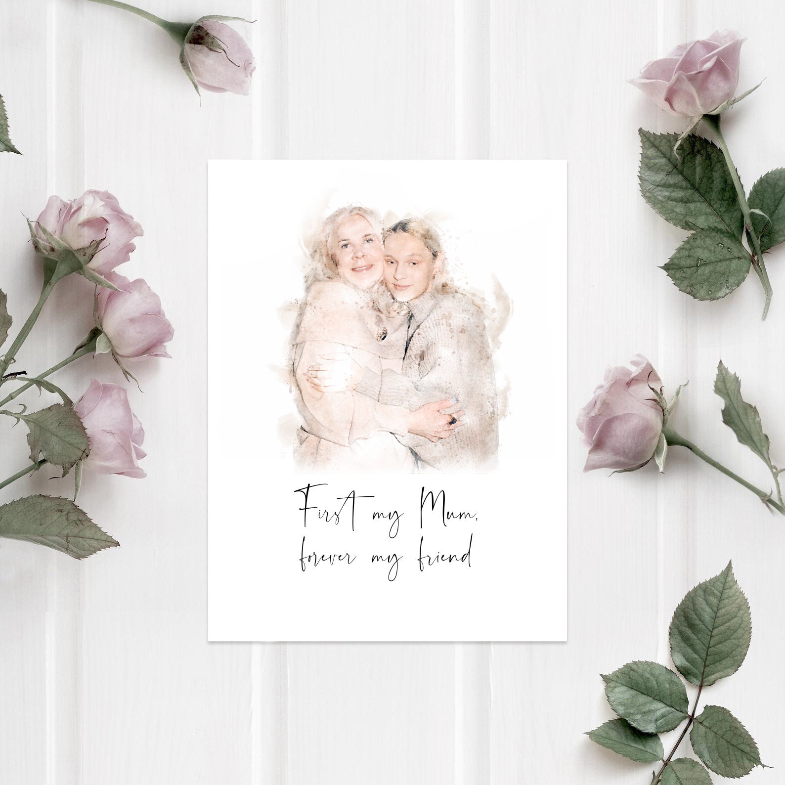 Personalised Mum Portrait Print / Custom Watercolour Painting ...