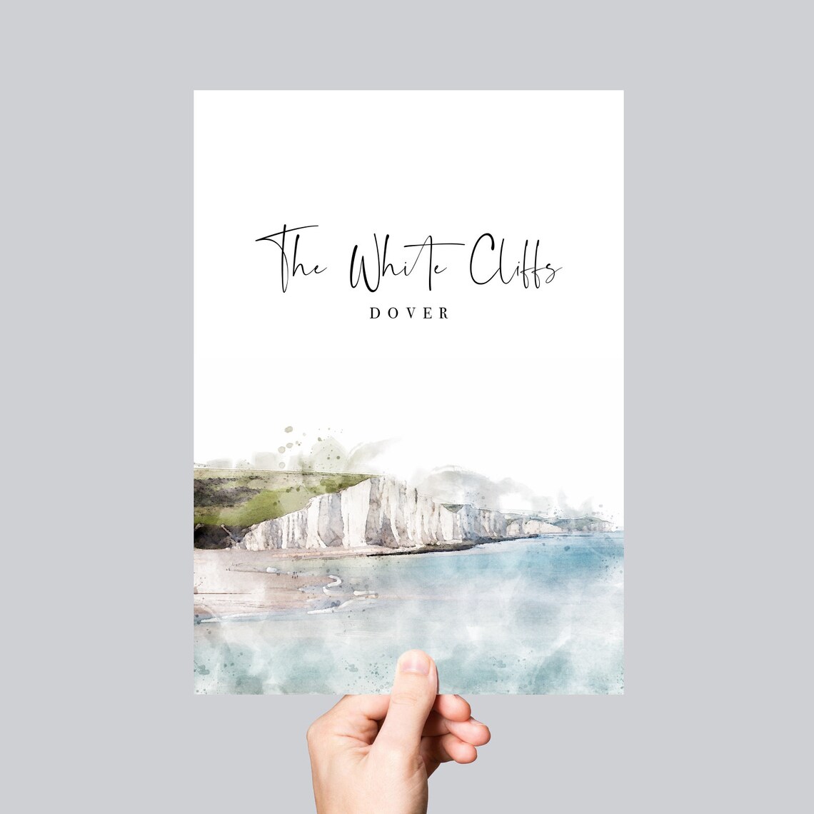 White Cliffs Dover Watercolour Painting Illustration Print, British ...