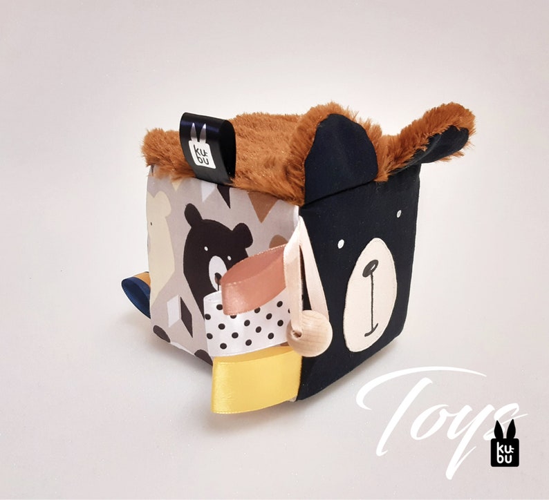 Sensory Cube BEAR | Activity Cube Baby Shower Gift Montessori Baby Toy ...