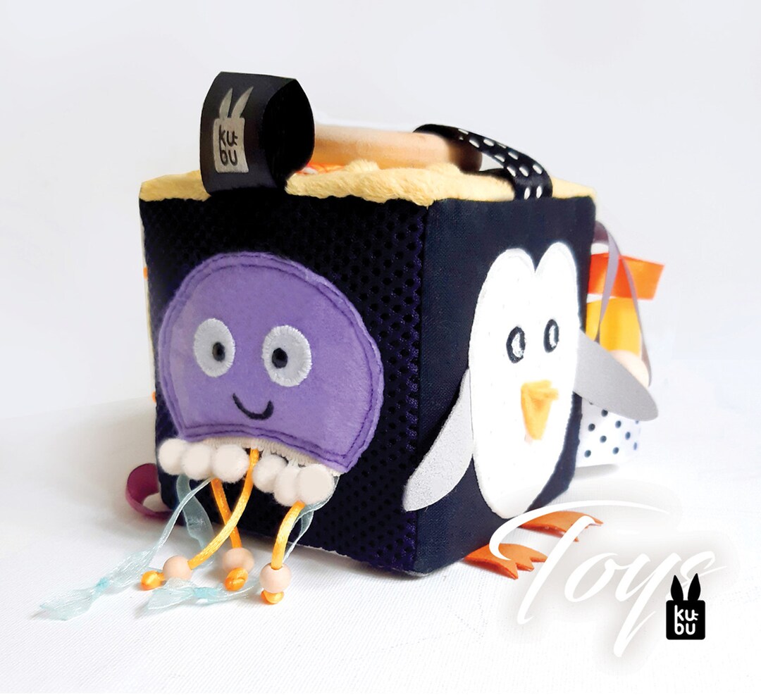Activity Cube PENGUIN | Sensory Cube Baby Shower Gift Montessori Baby ...