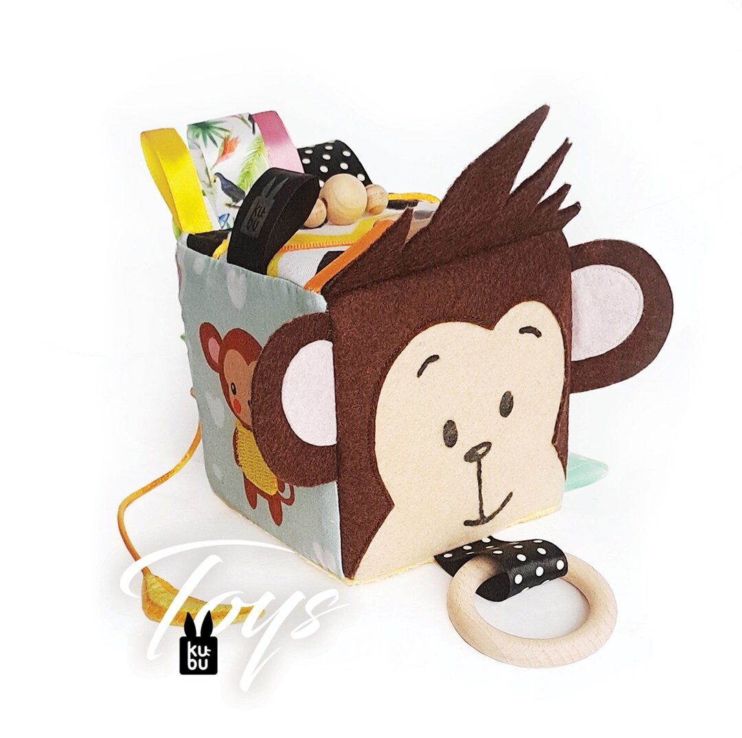 Activity Cube MONKEY | Sensory Cube Baby Shower Gift Montessori Baby ...