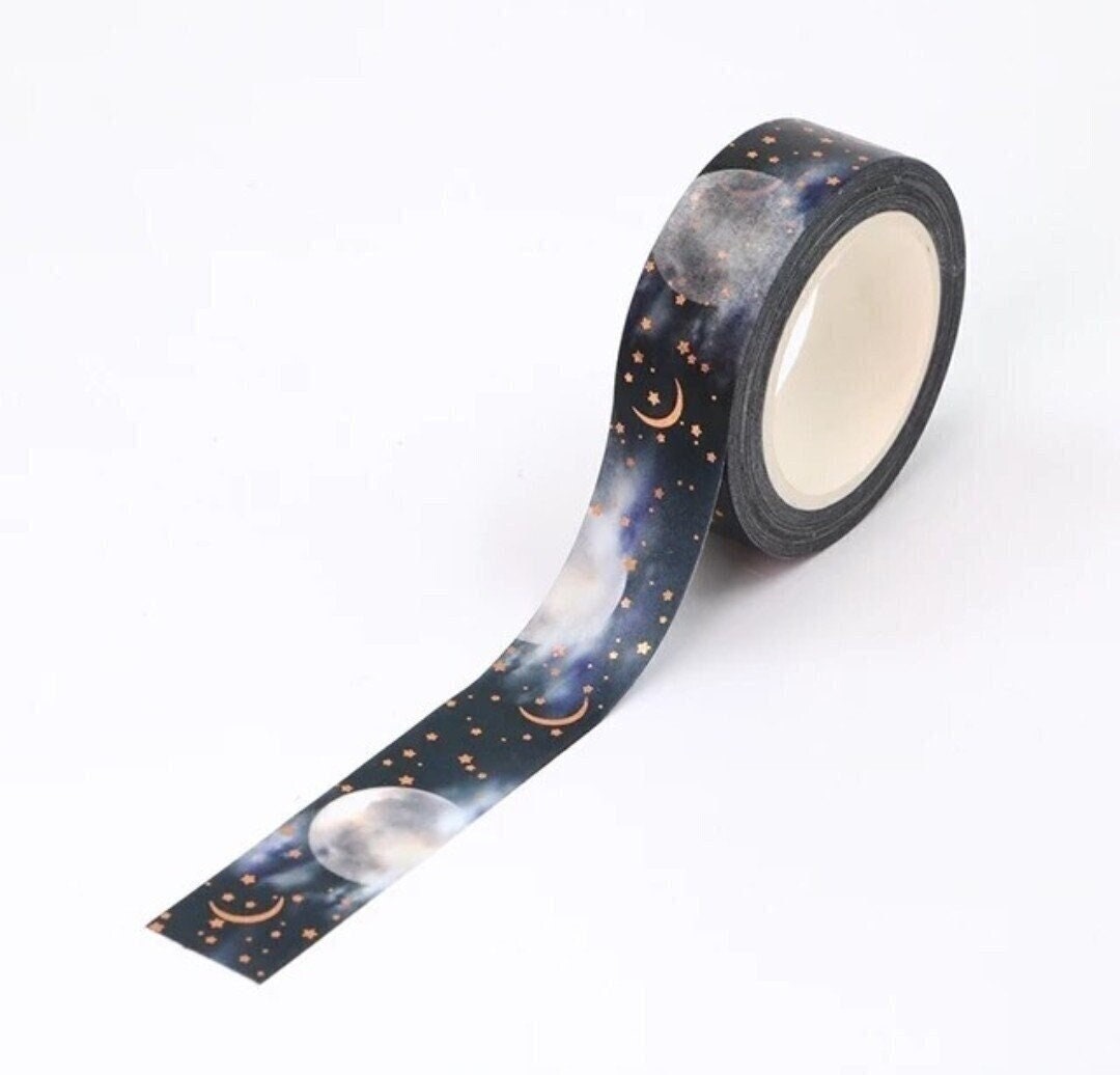 Moon and Stars Washi Tape Night Sky Gold Foil Washi Tape - Etsy