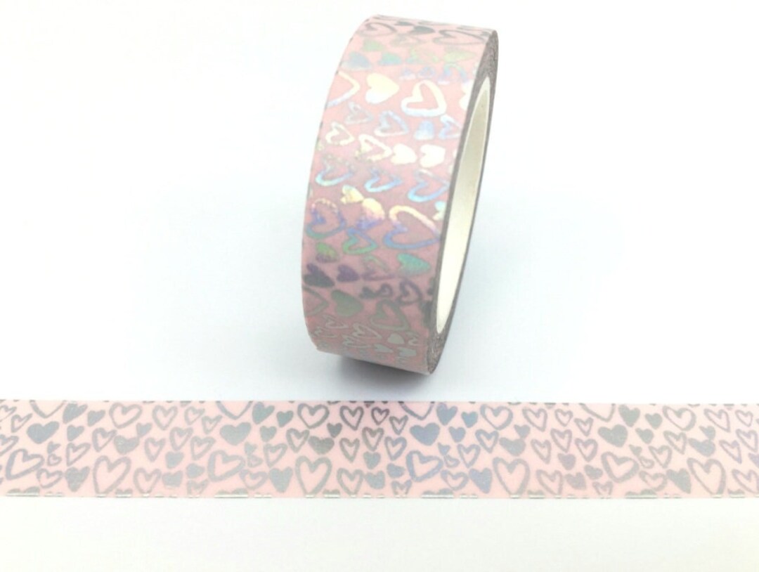 Hearts, Silver Foil, 1m/10m Option, Tape, Scrapbooking Washi Tape, 1m ...
