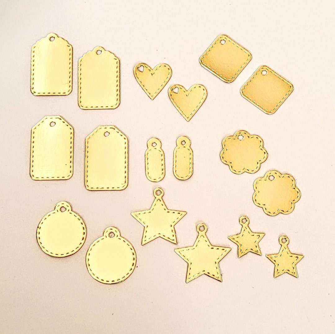 Gold, Assorted, Cutout, Hang Tags, Gift Tags, Decorative Tags, Glossy ...