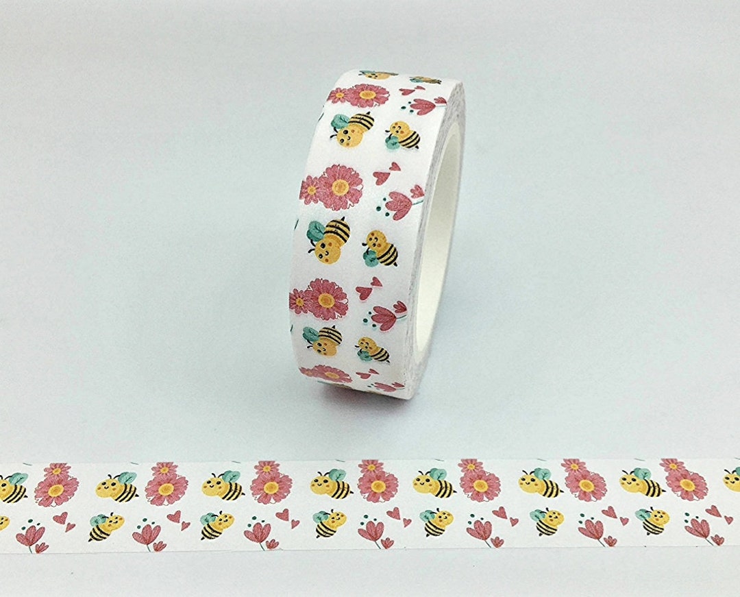 Flowers and Bees, Washi Tape, Scrapbooking Washi Tape, 10m Full Roll ...