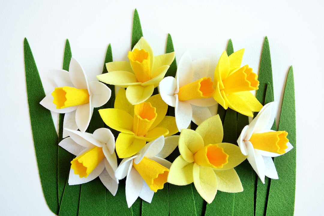 Spring Daffodils, 9 Flowers, Felt Flowers, Handmade Felt Flowers, Felt ...