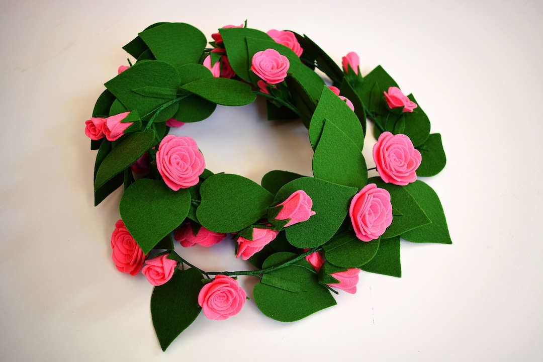 Roses, 2 M, Felt Garland, Felt Flowers, Liana, Rose Garden, Choose ...