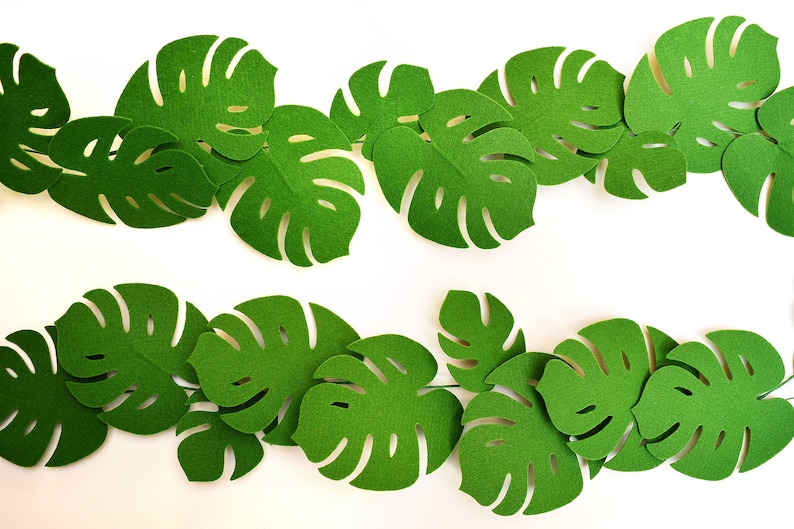 Monstera Garland, Tropical Greenery, Liana, Felt Garland, Banner ...