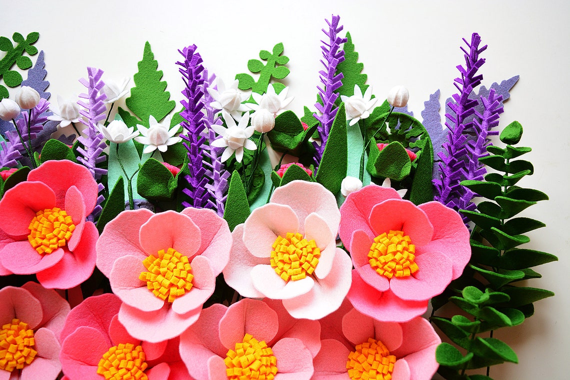 Pink Wind Fern Anemones 40 Flowers DIY Felt Flowers - Etsy