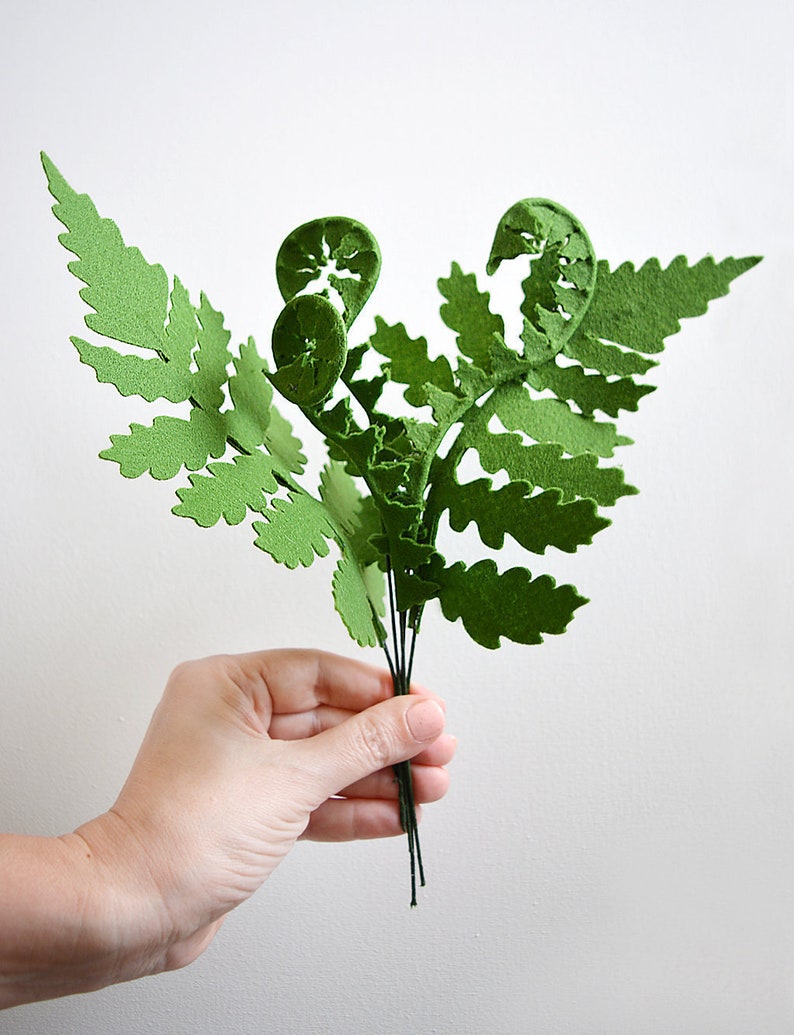 Fern Leaves 15 leaves Greenery DIY Felt Flowers Handmade | Etsy