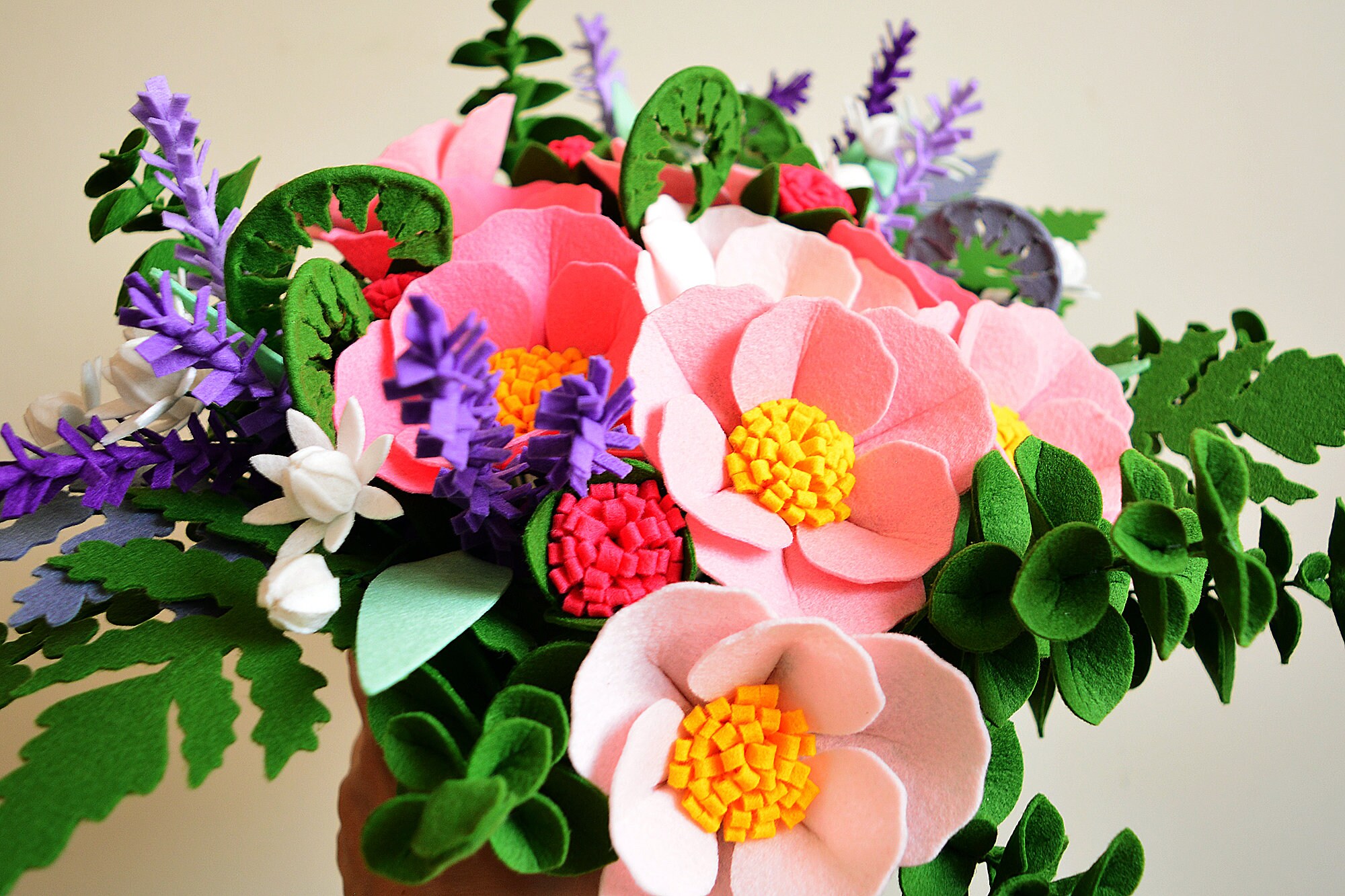 Pink Wind Fern Anemones 40 Flowers DIY Felt Flowers - Etsy