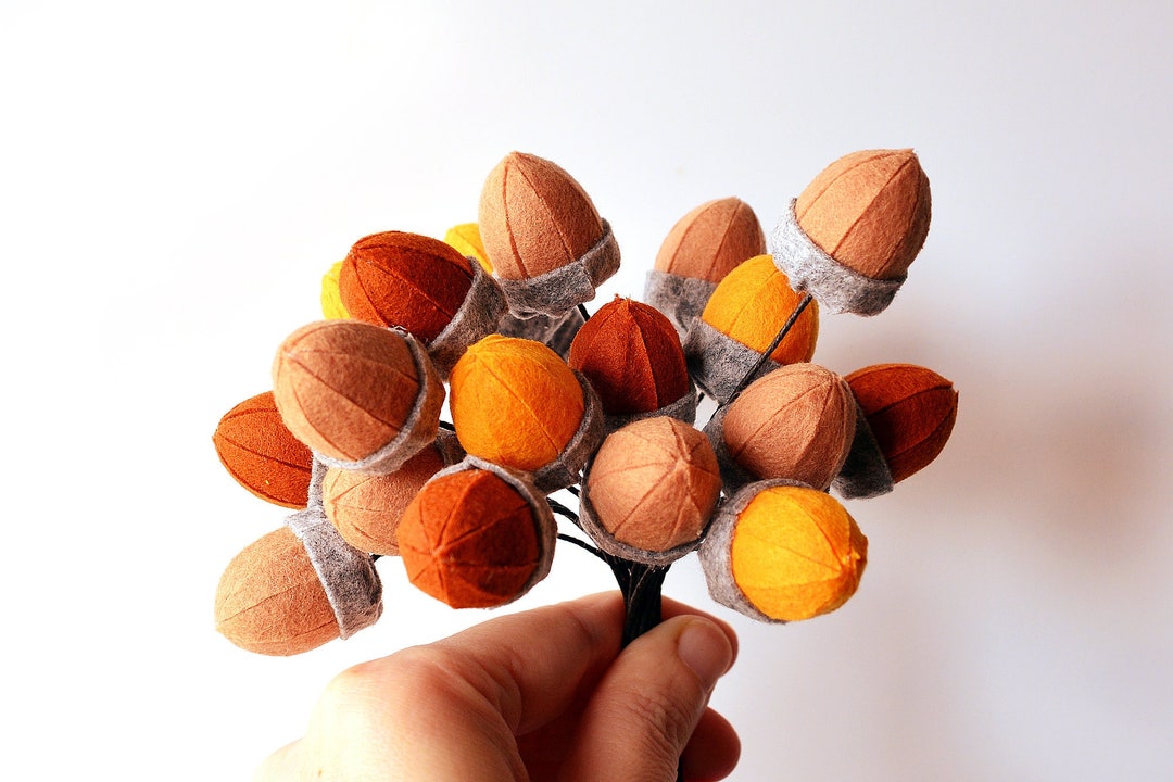 Acorns, Set of 20 Acorns, Autumn, Fall, Oak, Thanksgiving Day, Felt ...