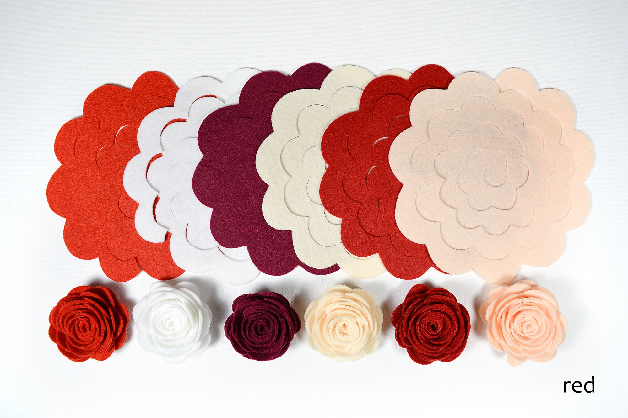 Packs of 12 Large Roses Felt Flower Packs DIY Felt Flowers | Etsy