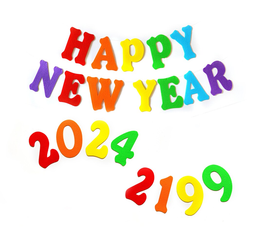 Felt Garland Happy New Year 2024 - 2199, Eternal Garland, Felt Letters ...