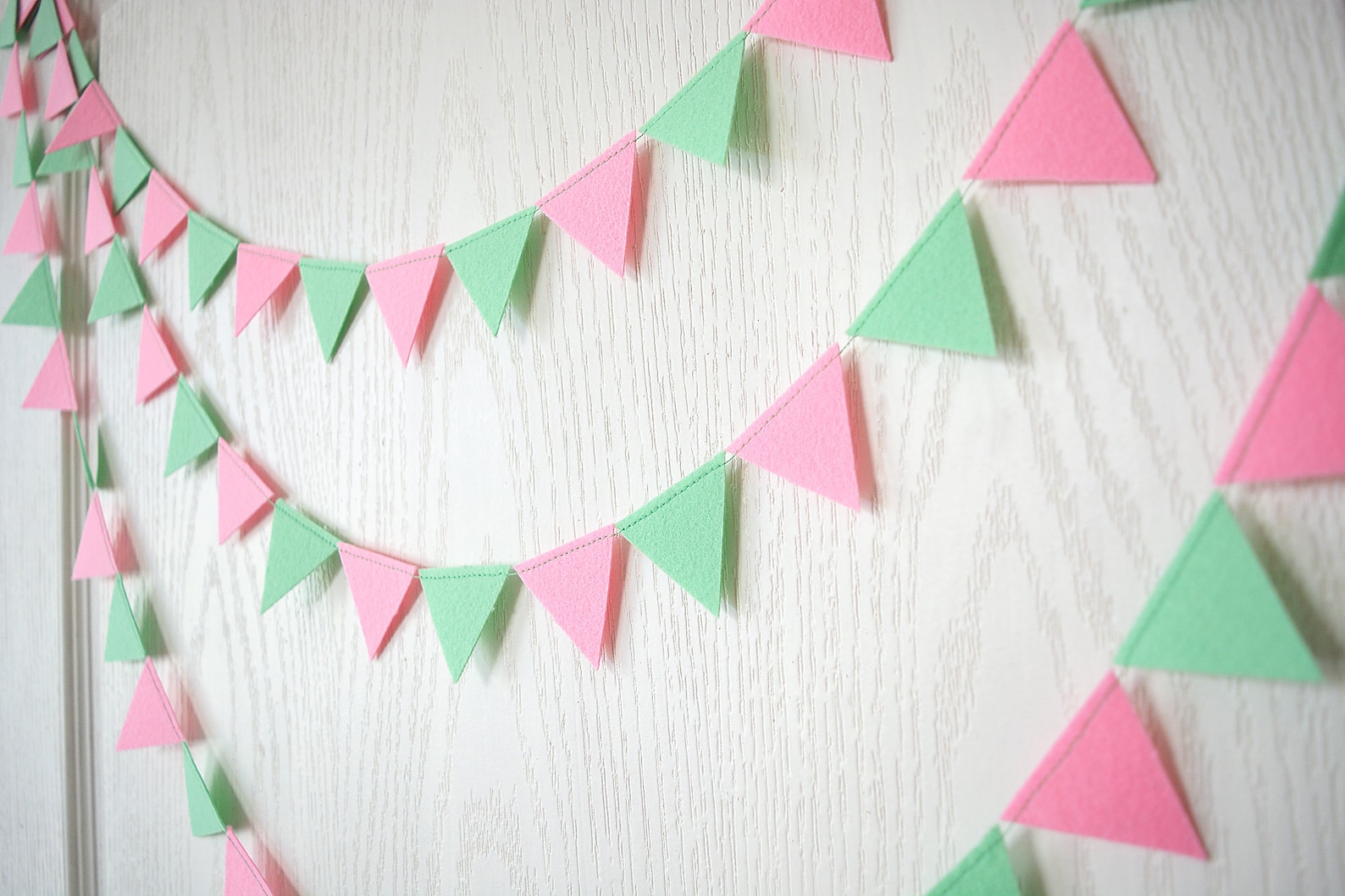 Mini Bunting Pink Green Felt Garland Balloon Tail Reusable | Etsy