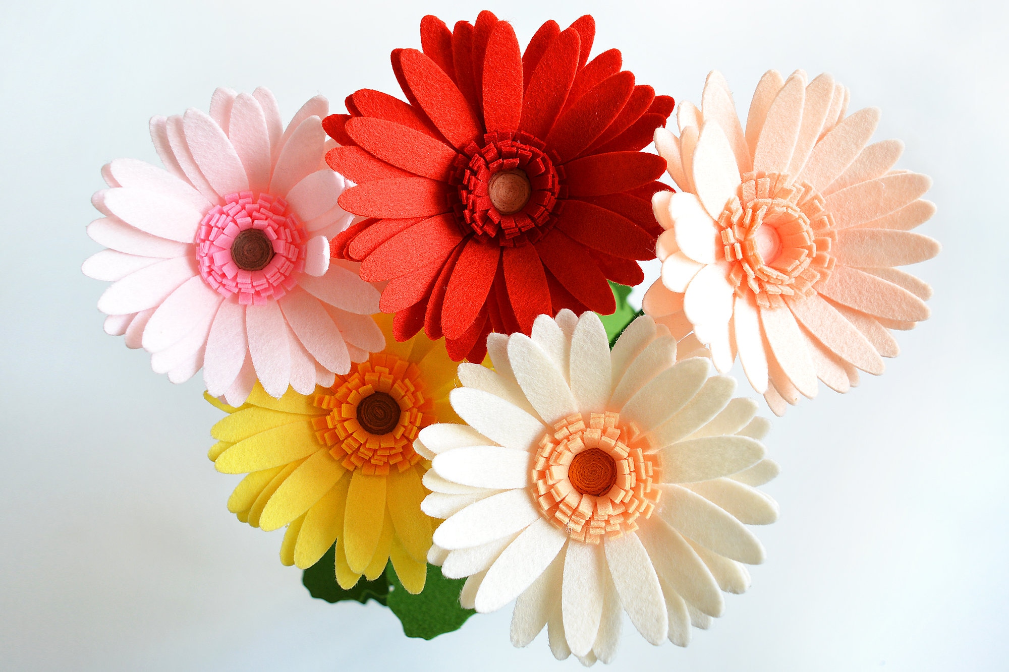 Set of 5 Large Gerberas Choose Color Felt Flower Packs - Etsy