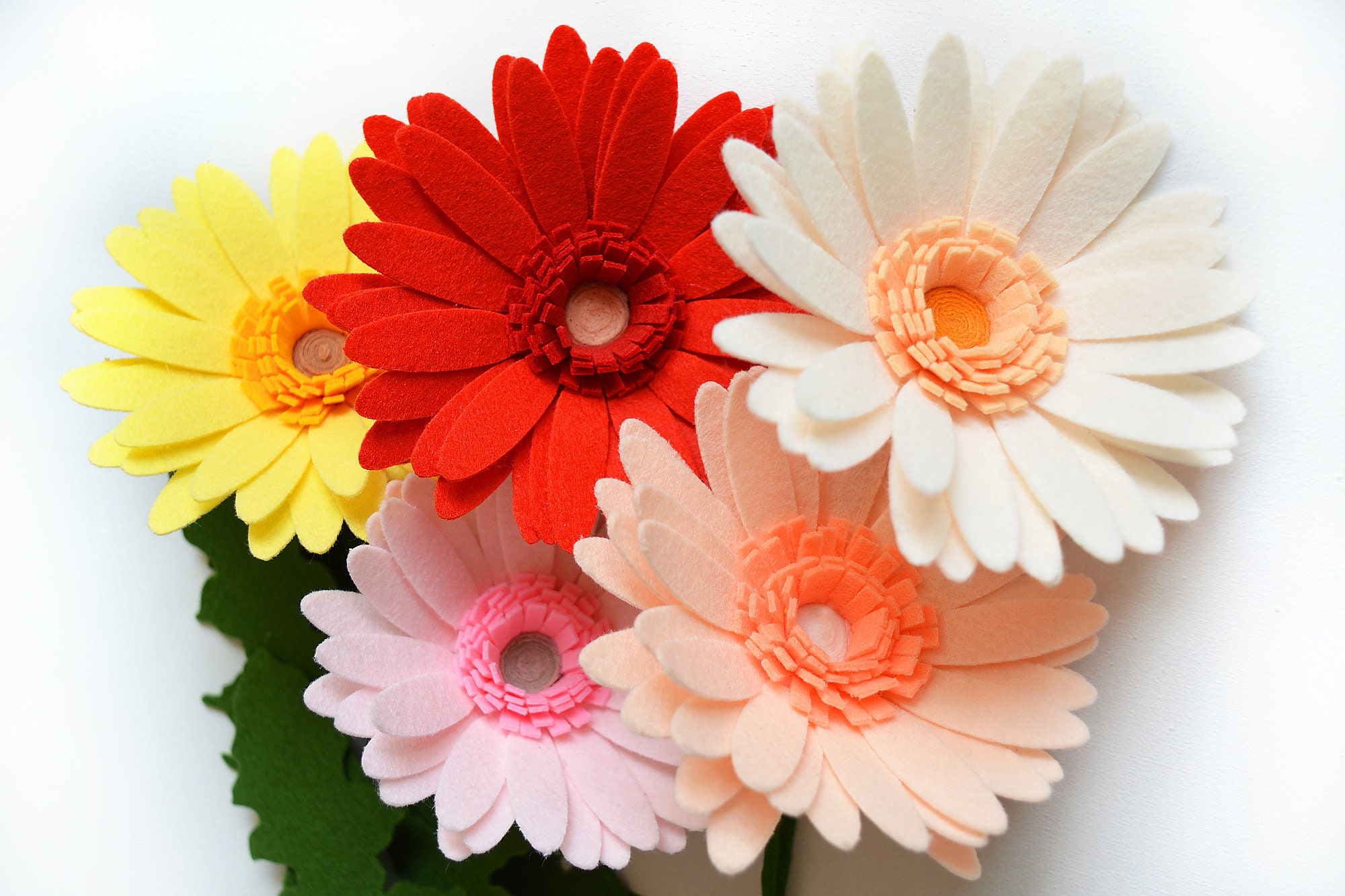 Set of 5 Large Gerberas Choose Color Felt Flower Packs | Etsy