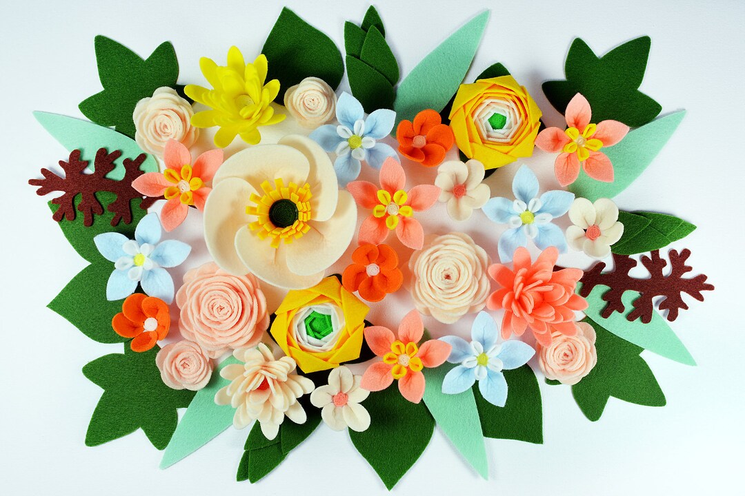 Flower Mix, Felt Flowers, Handmade, Felt Bouquet, Artificial Flowers ...