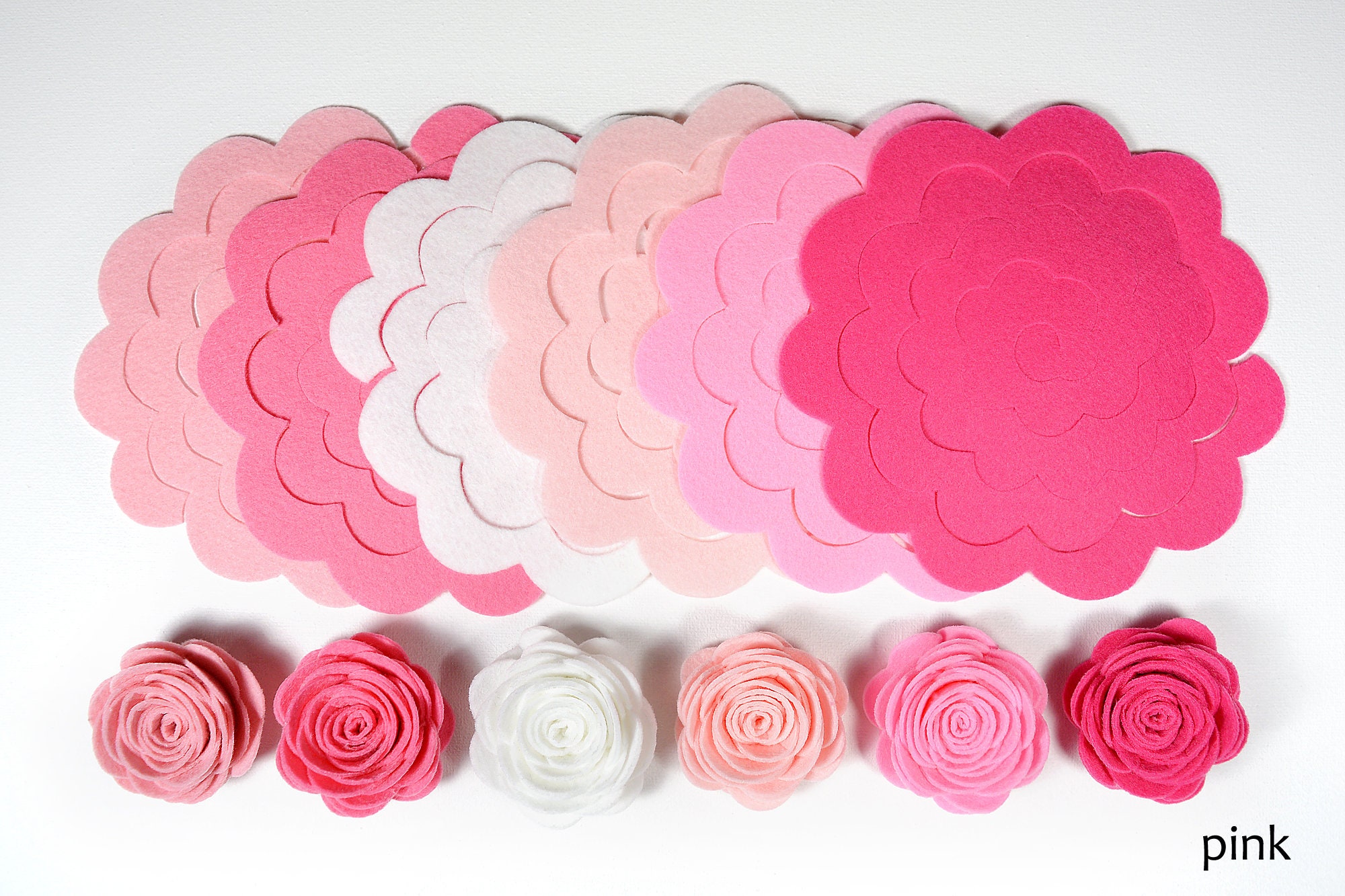 Packs of 12 Large Roses Felt Flower Packs DIY Felt Flowers | Etsy