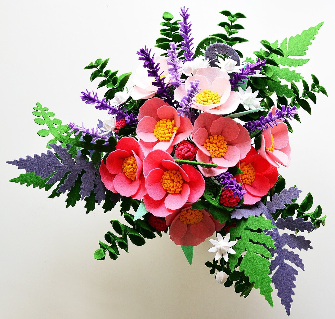 Pink Wind Fern Anemones 40 Flowers DIY Felt Flowers - Etsy