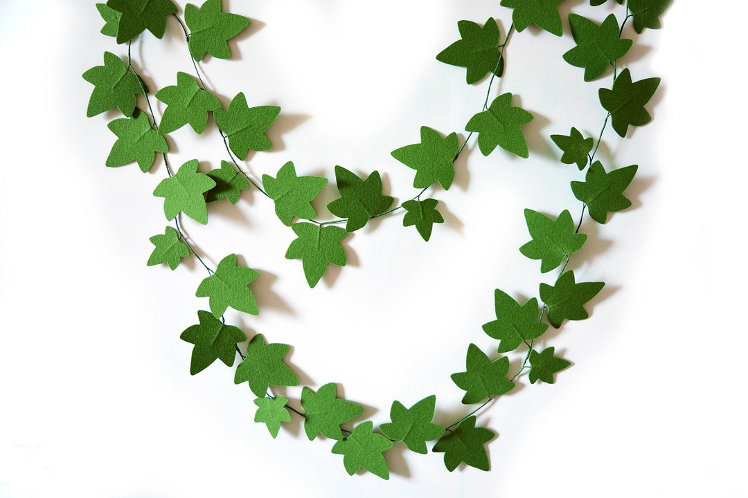Ivy Leaves, Felt Garland, Liana, Greenery, Balloon Tail, Banner, Jungle ...