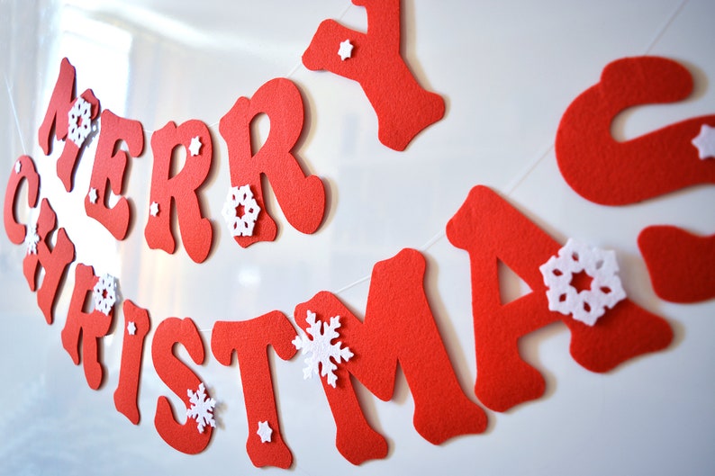 Merry Christmas Garland Felt Garland Banner Christmas - Etsy